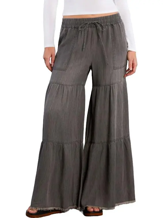 BILLY T Tiered Wide Leg Pants - Best Grey