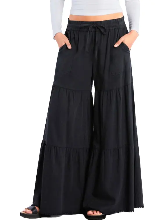 BILLY T Tiered Wide Leg Pants - Ink