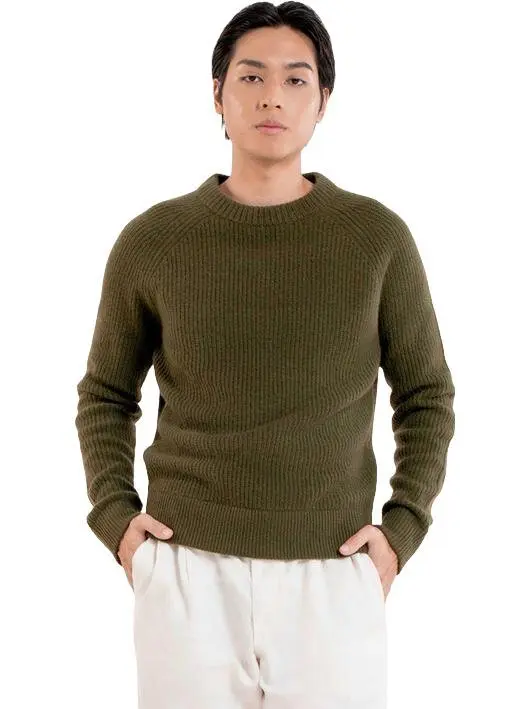ITALIC Aidan Chunky Cashmere Crewneck Sweater - Olive