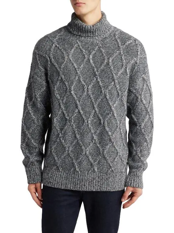 BOSS Diamond Stitch Turtleneck Sweater - Medium Grey