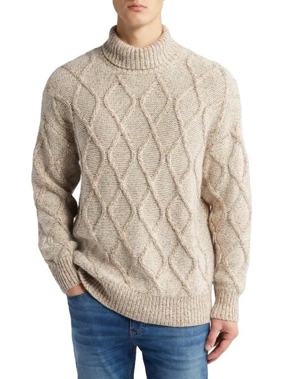 BOSS Diamond Stitch Turtleneck Sweater - White
