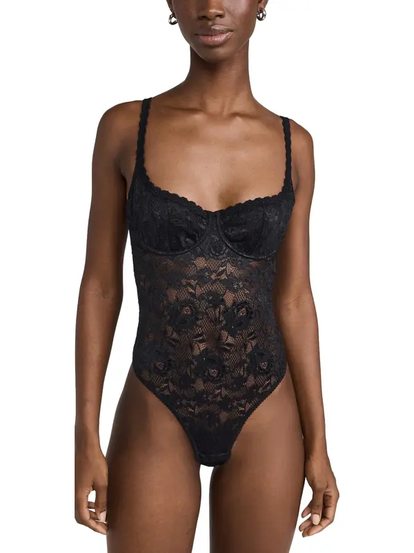 Cosabella Never Say Never Balconette Thong Bodysuit - Black