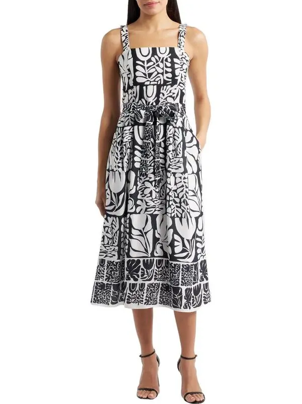 Julia Jordan Printed Midi Dress - Black White