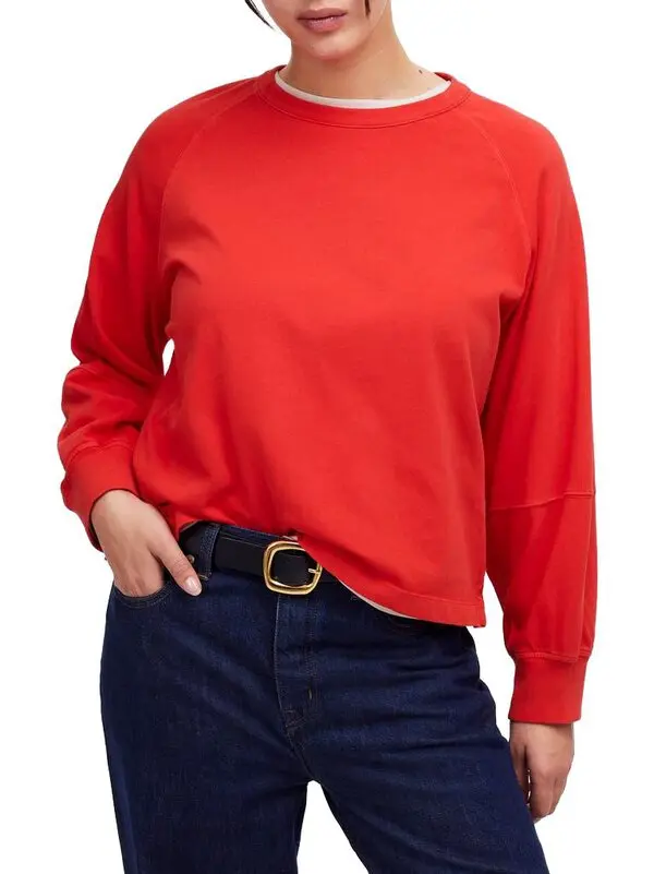 Madewell Relaxed Long-sleeve Raglan T-shirt - Bright Cherry