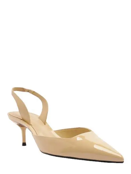 Schutz Paola Mid Heel Slingback Pump - Buff Beige