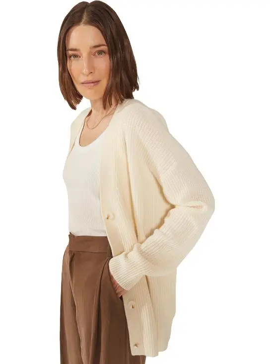 ITALIC Billie Chunky Boyfriend Cashmere Cardigan - Ivory
