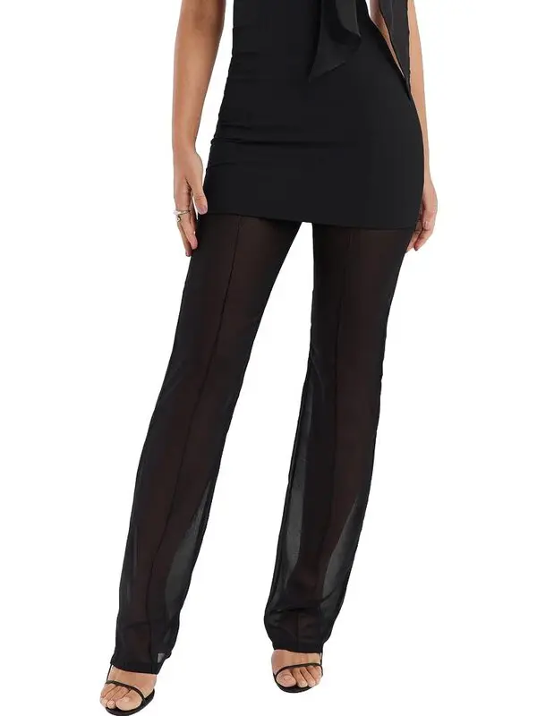 MISTRESS ROCKS Straight Leg Sheer Mesh Pants - Black
