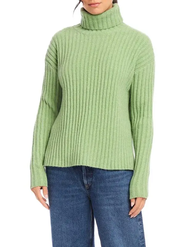 Fifteen Twenty Claudia Ribbed Turtleneck Sweater - Sage