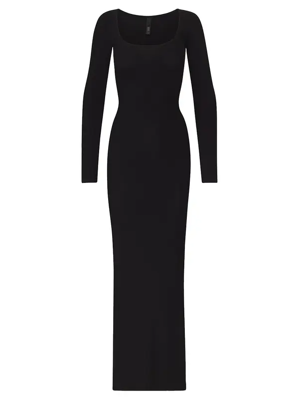 SKIMS Soft Lounge Long-sleeve Maxi Dress - Onyx