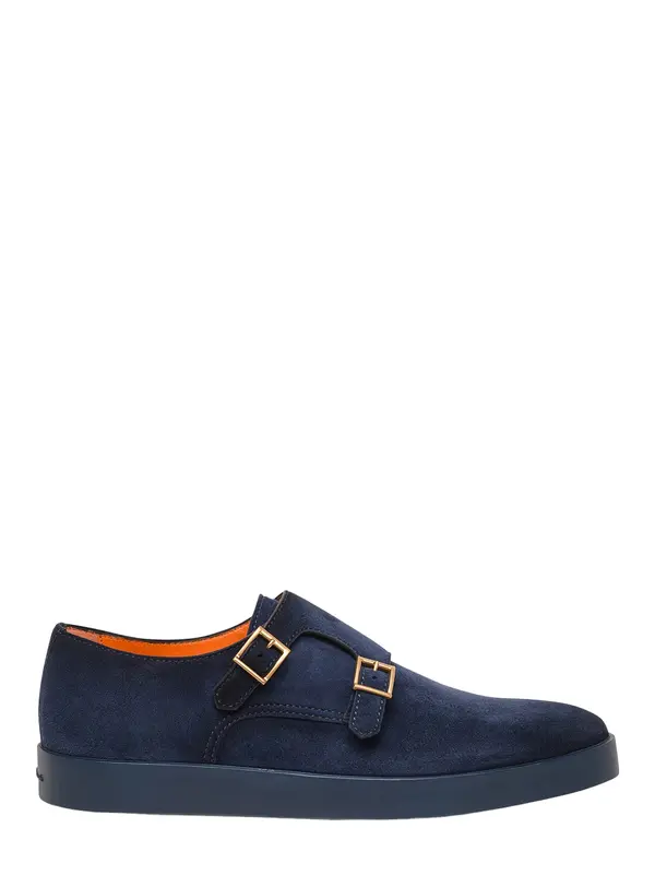 Santoni Bankable Suede Double-monk Strap Sneakers - Blue