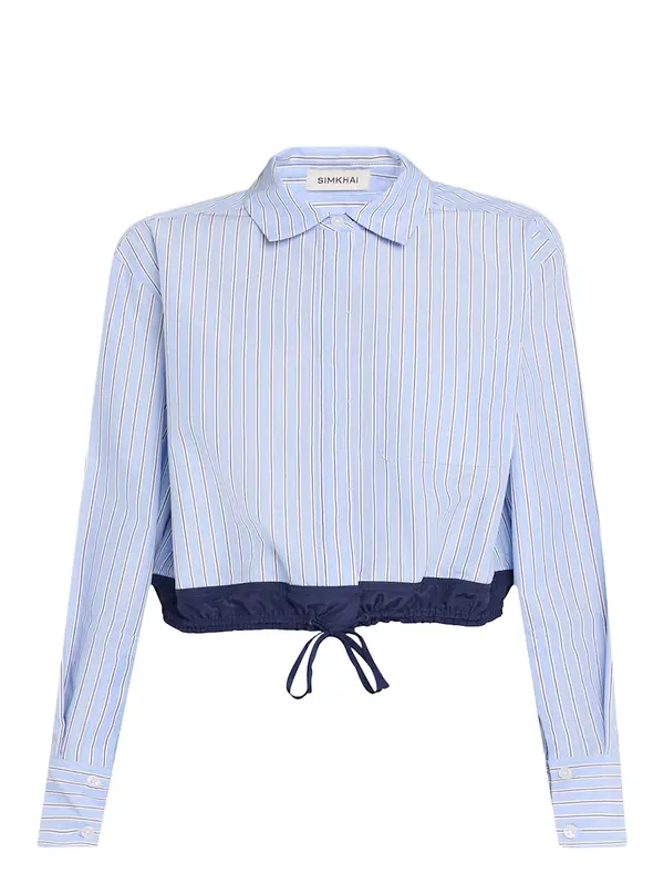 Simkhai Adryck Long-sleeve Pinstripe Shirt - Harbor Blue Stripe