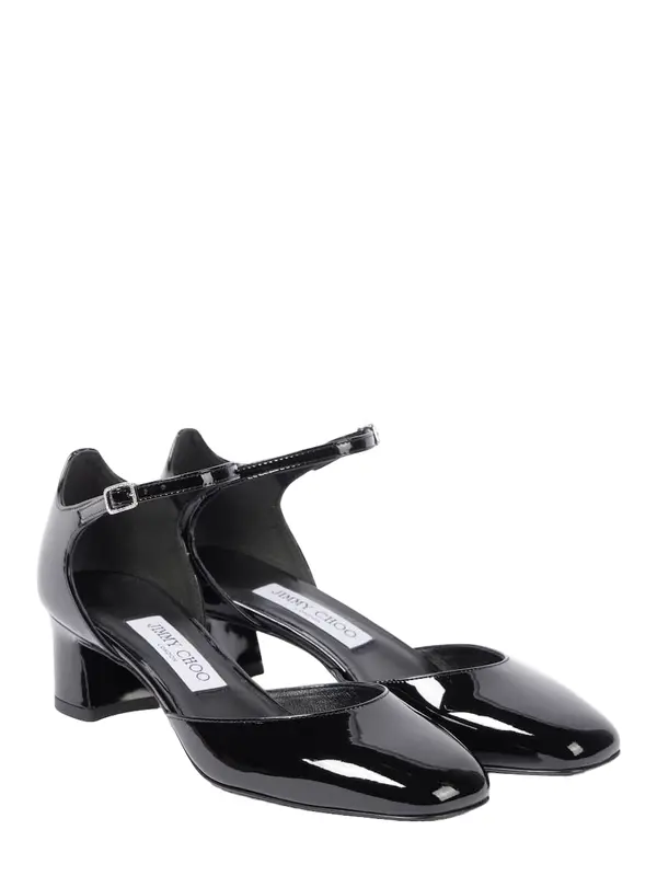 JIMMY CHOO Pixie 45 Patent Leather Mary Jane Pumps - Black