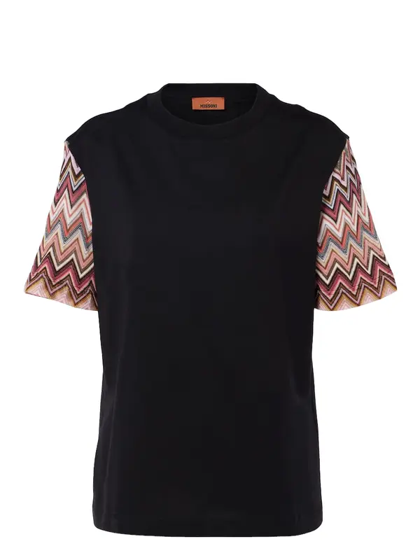 Missoni Embroidered Cotton T-shirt - Black
