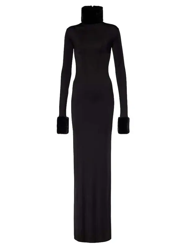 THE NEW ARRIVALS ILKYAZ OZEL Priscilla Silk-blend Gown - Black
