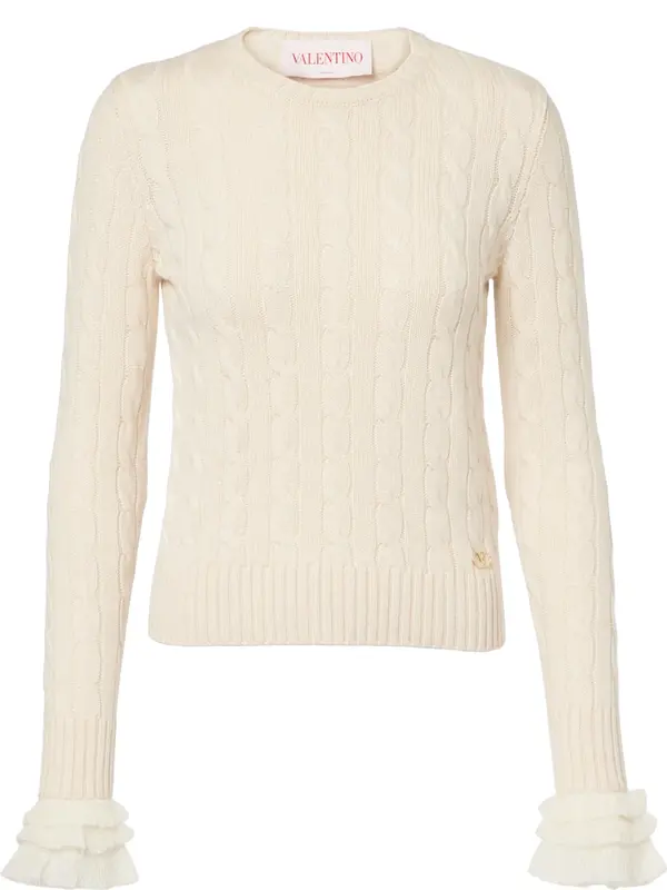 Valentino Garavani Cable-knit Cashmere Sweater - Beige