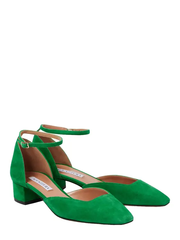 AQUAZZURA Asha 35 Suede Pumps - Green