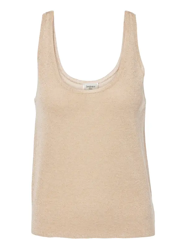 Saint Laurent Lamé Tank Top - Beige