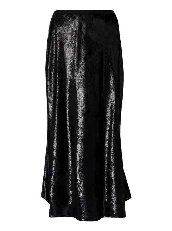 Polo Ralph Lauren Lamé Satin Midi Skirt - Black