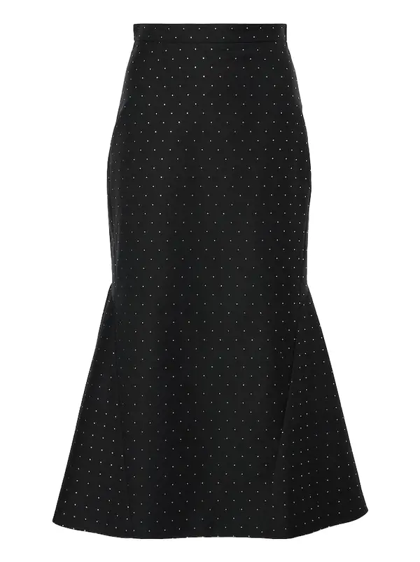 Erdem Polka-dot Cotton And Wool Lamé Midi Skirt - Black