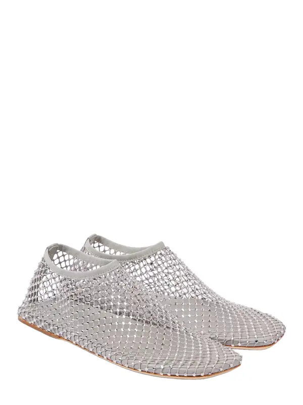 Christopher Esber Minette Embellished Mesh Flats - Silver