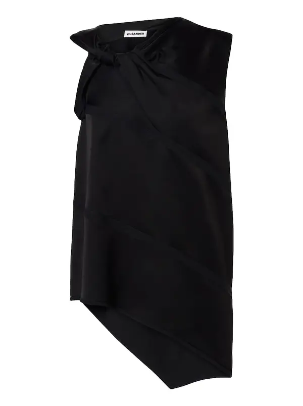 JIL SANDER Asymmetric Satin Top - Black