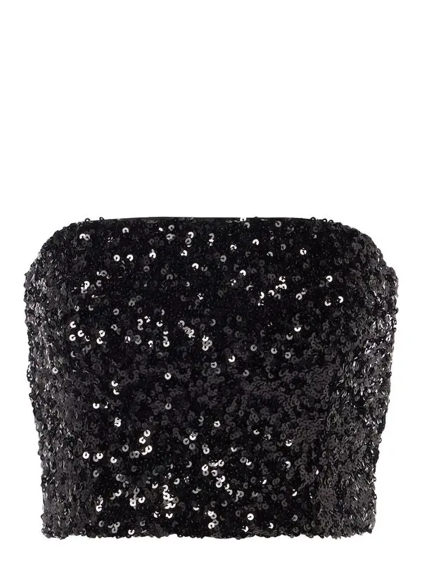 Remain Birger Christensen Sequined Bandeau Top - Black