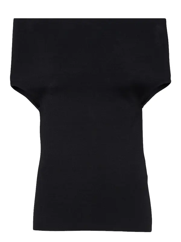 TOTEME Knitted Off-shoulder Top - Black