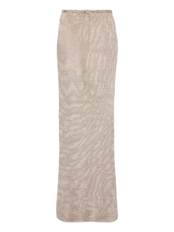 BANANHOT Knitted Lamé Maxi Skirt - Gold