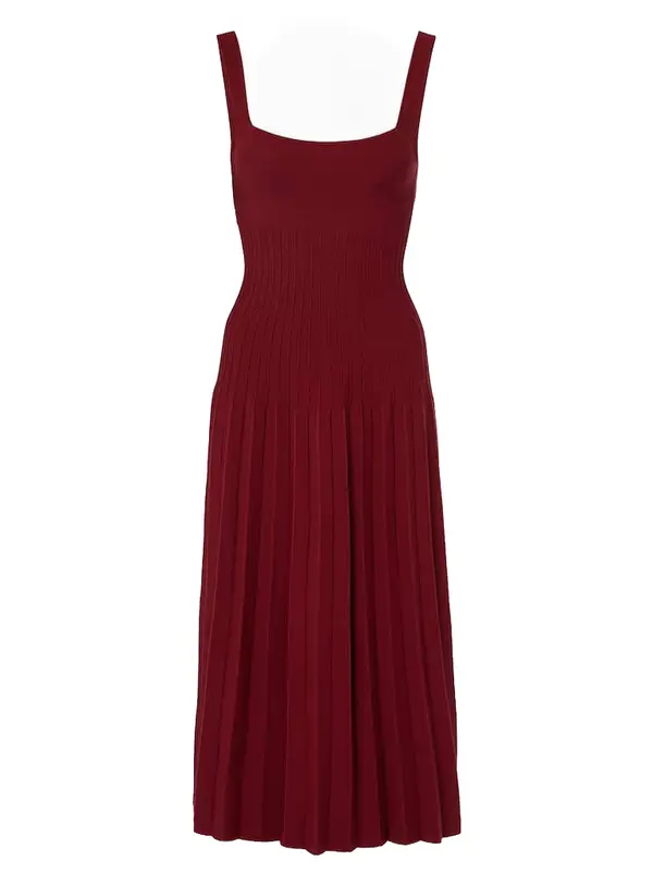 Staud Beaton Velvet Maxi Dress - Red