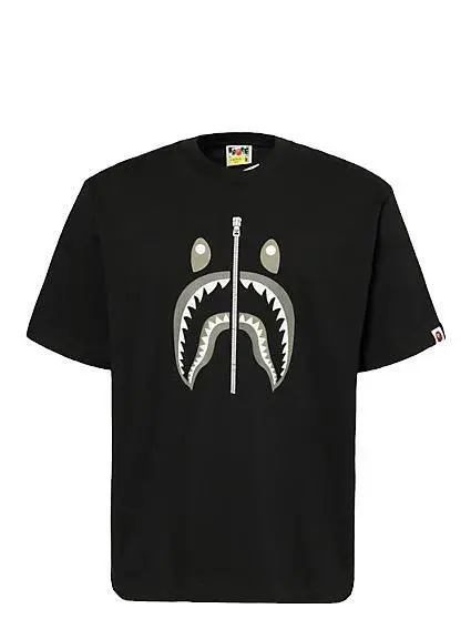 A BATHING APE Crewneck Graphic-print Relaxed-fit Cotton-jersey T-shirt - Black