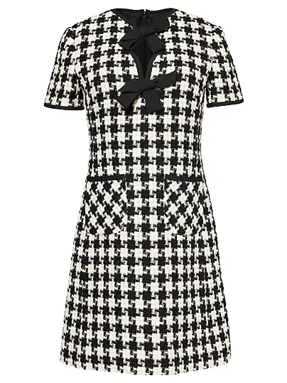 Valentino Garavani Damier Tweed Knitted Mini Dress - Avorio Nero