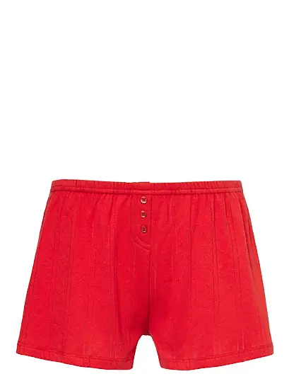 COU COU Pointelle Cotton Shorts - Cherry Red