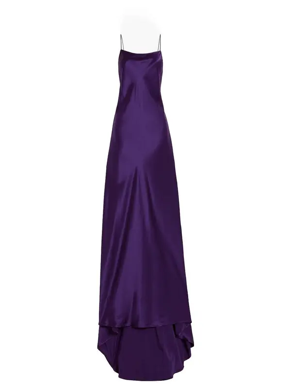NILI LOTAN Elizabeth Silk-satin Gown - Purple