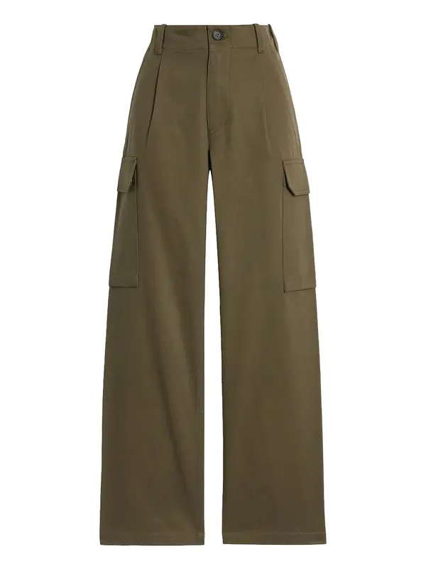 NILI LOTAN Yannic Cotton-twill Cargo Pants - Army Green