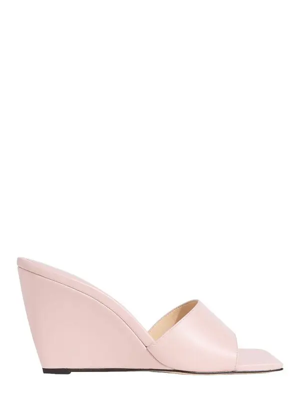 WANDLER Gaia Leather Wedge Mules - Baby Pink