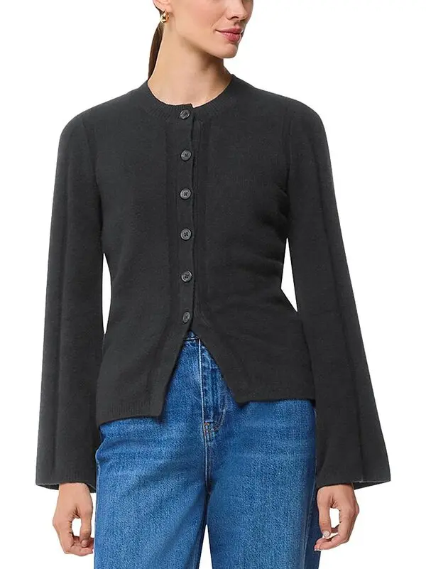 Whistles Wide Sleeve Cardigan Sweater - Black