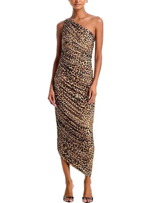Norma Kamali Diana Asymmetrical Gown - Cheetah Patch