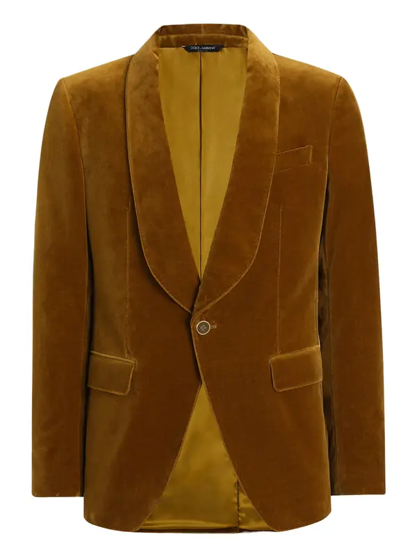 Dolce & Gabbana Velvet Single-breasted Jacket - Yellow
