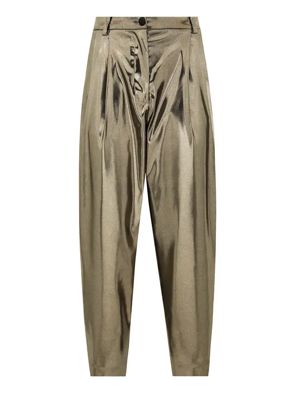 Dolce & Gabbana Foiled Stretch Satin Trousers - Gold