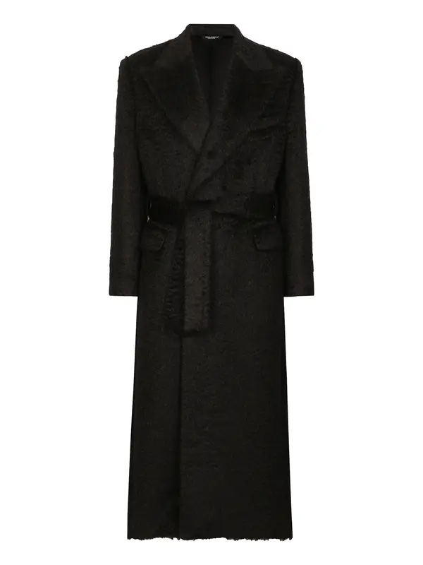 Dolce & Gabbana Belted Oversize Wool Coat - Black