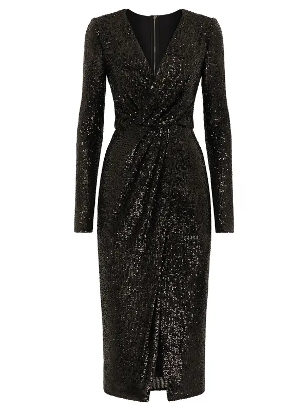 Dolce & Gabbana Micro-sequined Calf-length Dress - Black