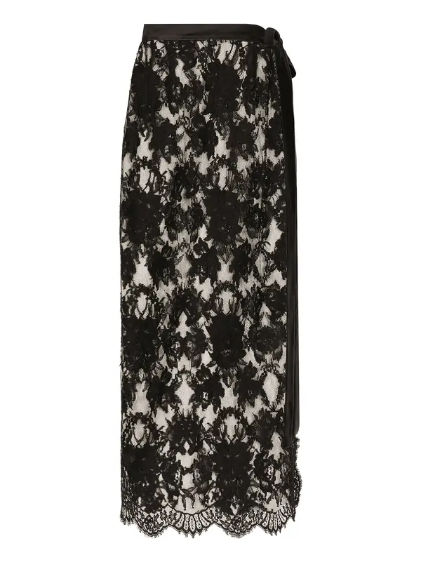 Dolce & Gabbana Chantilly Lace Calf-length Skirt - Black