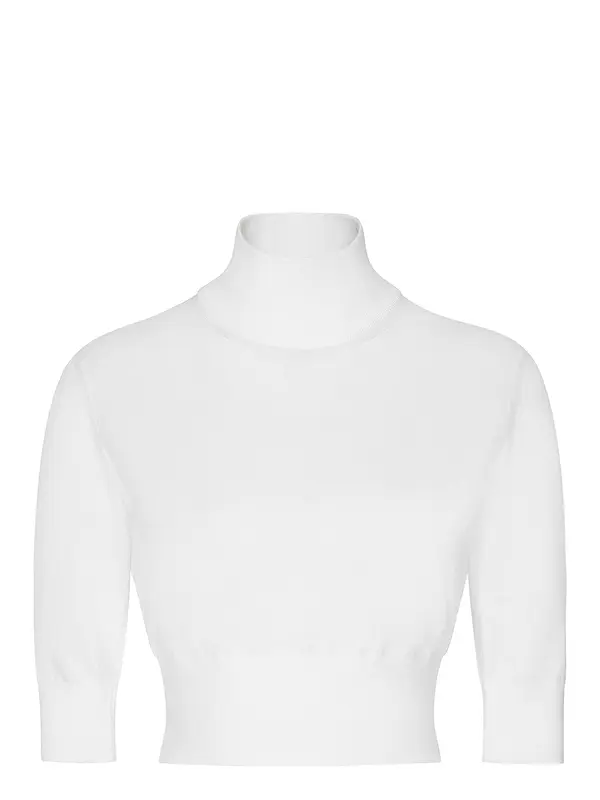 Dolce & Gabbana Cotton And Silk Cropped Sweater - White