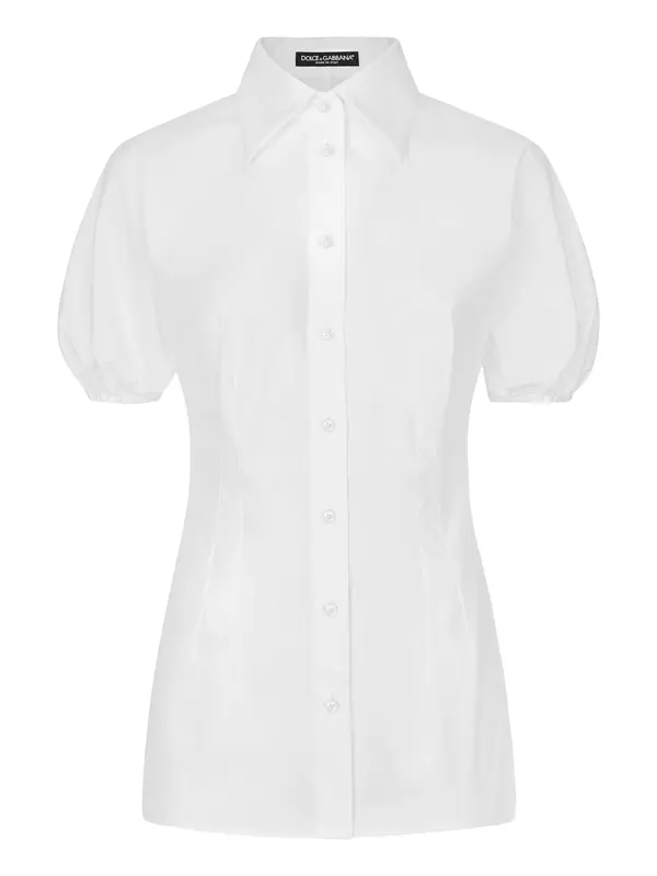 Dolce & Gabbana Cotton Poplin Shirt With Puff Sleeves - White