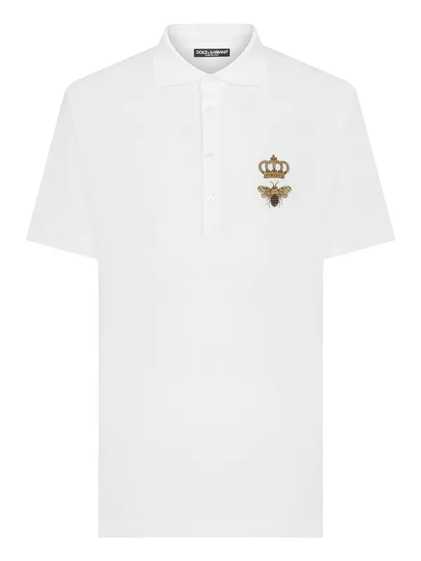 Dolce & Gabbana Cotton Piqué Polo Shirt With French Wire Patch - Grey