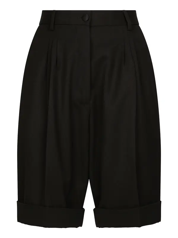 Dolce & Gabbana Wool Gabardine Shorts - Black