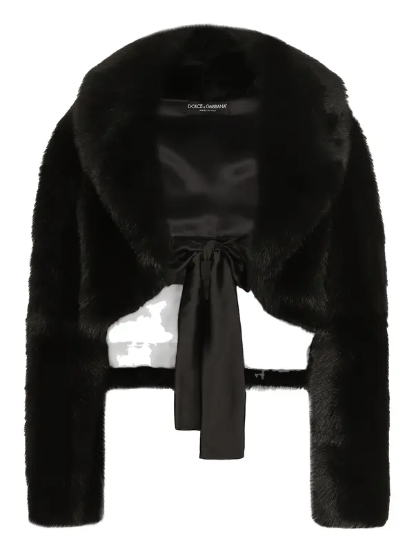 Dolce & Gabbana Short Lambskin Jacket With Belt - Black