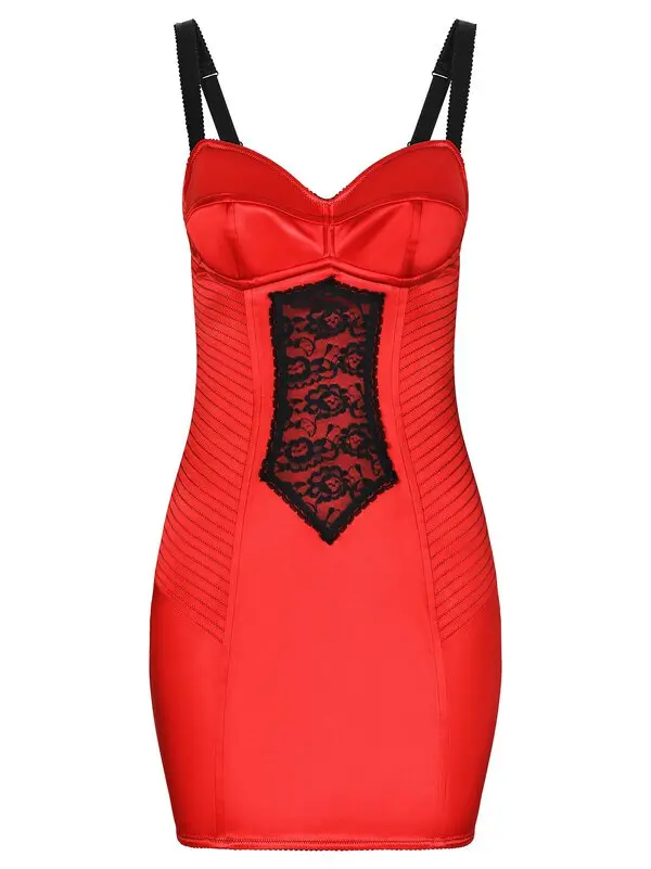 Dolce & Gabbana Satin Dress With Lace Details - Red