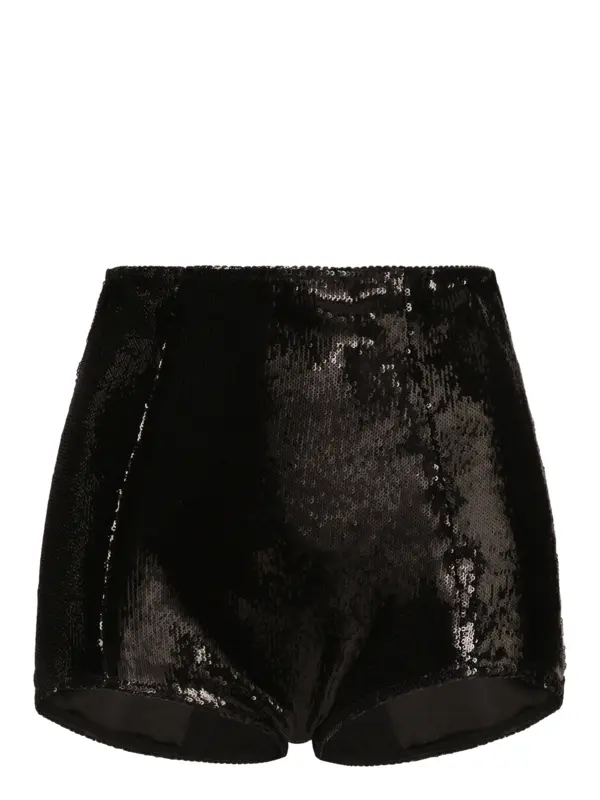 Dolce & Gabbana High-waisted Sequined Briefs - Black