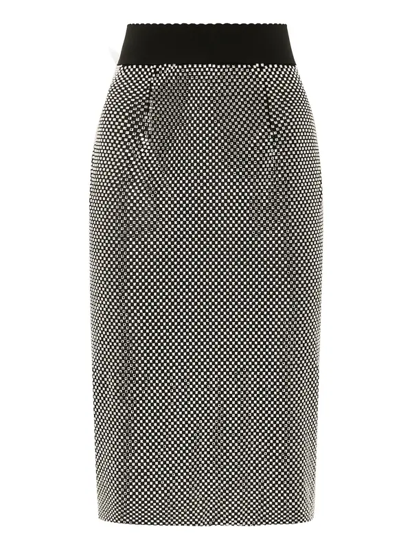 Dolce & Gabbana Crystal Mesh Calf-length Skirt - Silver